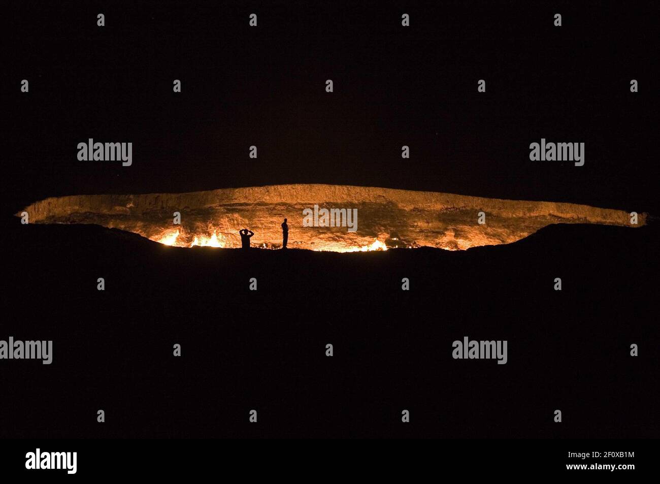 June 2008- Darvaza, Turkmenistan- The constant burning flame of the ...