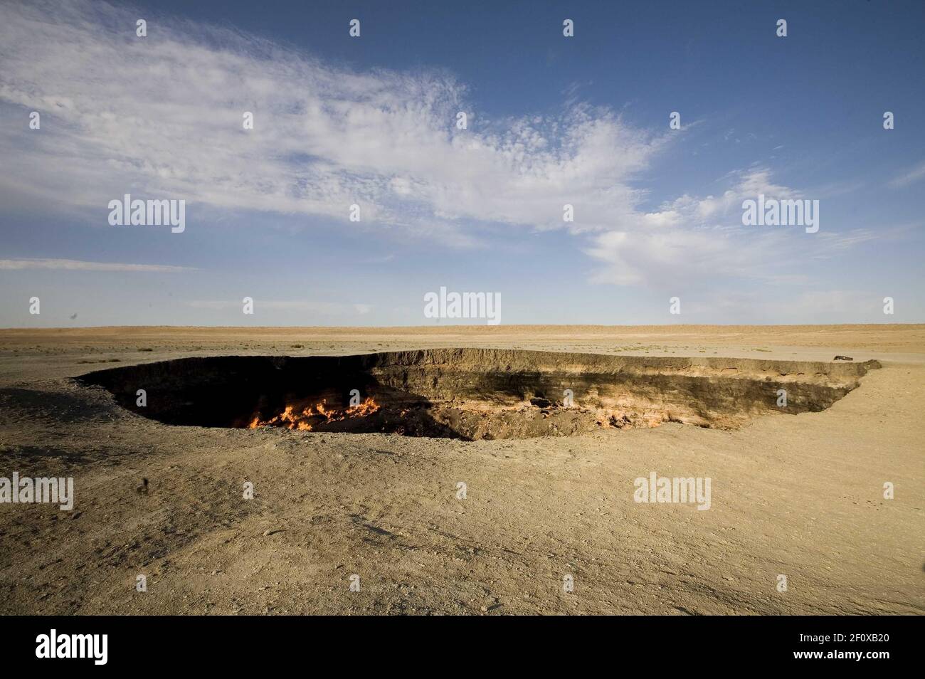 June 2008- Darvaza, Turkmenistan- The constant burning flame of the ...