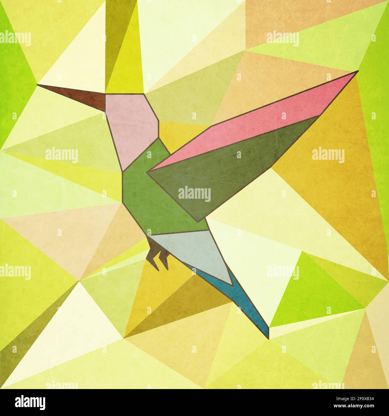 Graphic illustration work, made up of triangles only and showing an ...