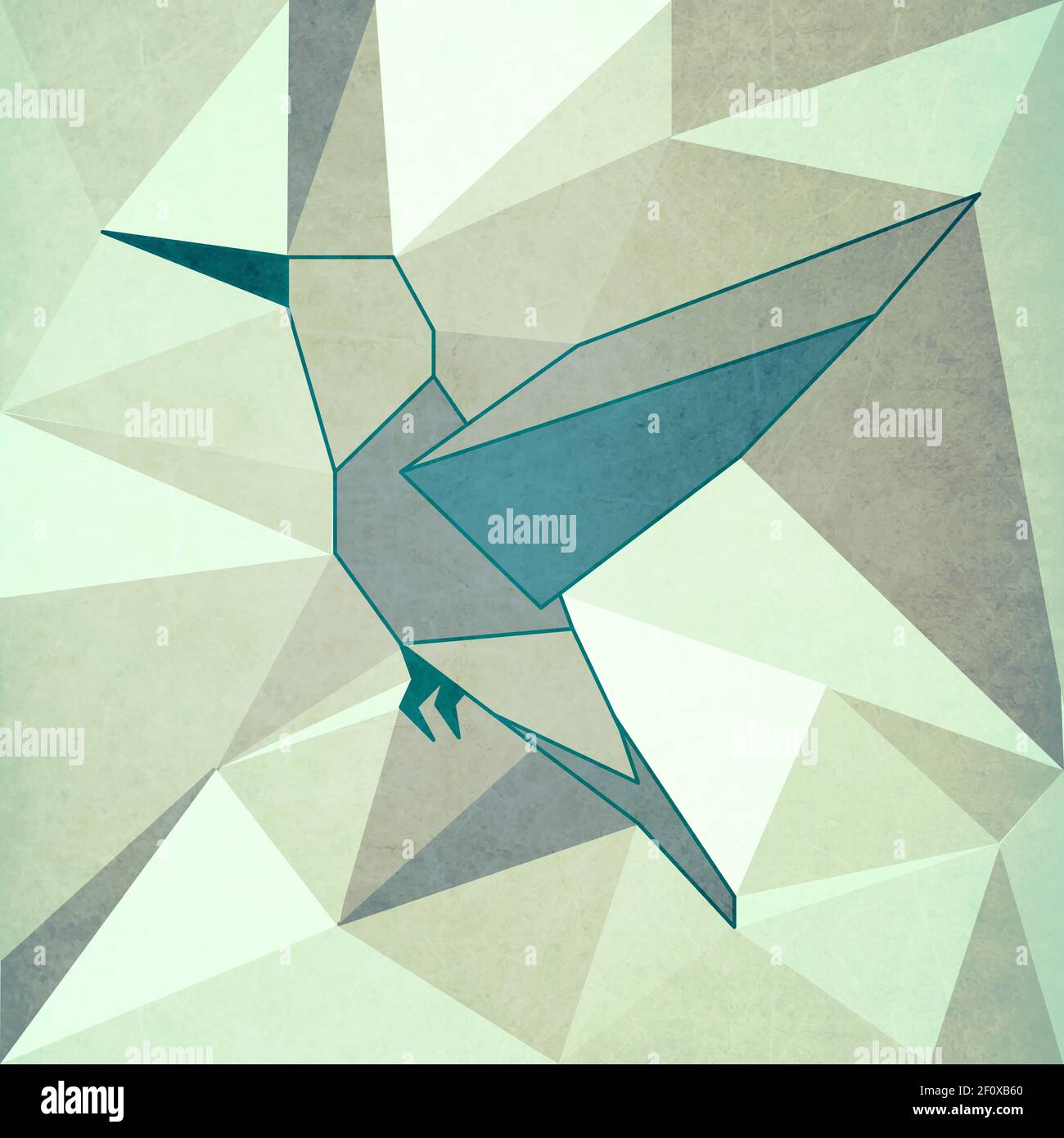 Graphic illustration work, made up of triangles only and showing an ...