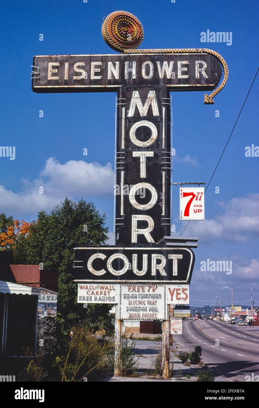 Eisenhower Motor Court sign Route 411 Newport Tennessee ca. 1979 Stock ...