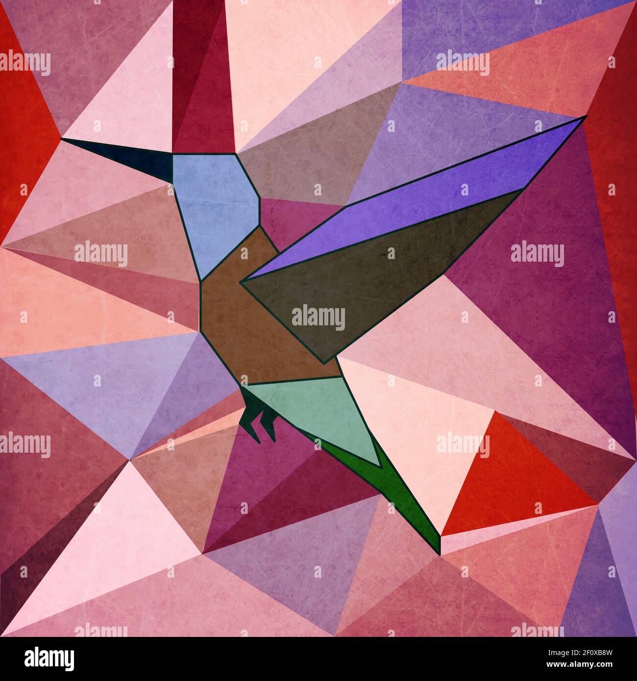 Graphic illustration work, made up of triangles only and showing an ...