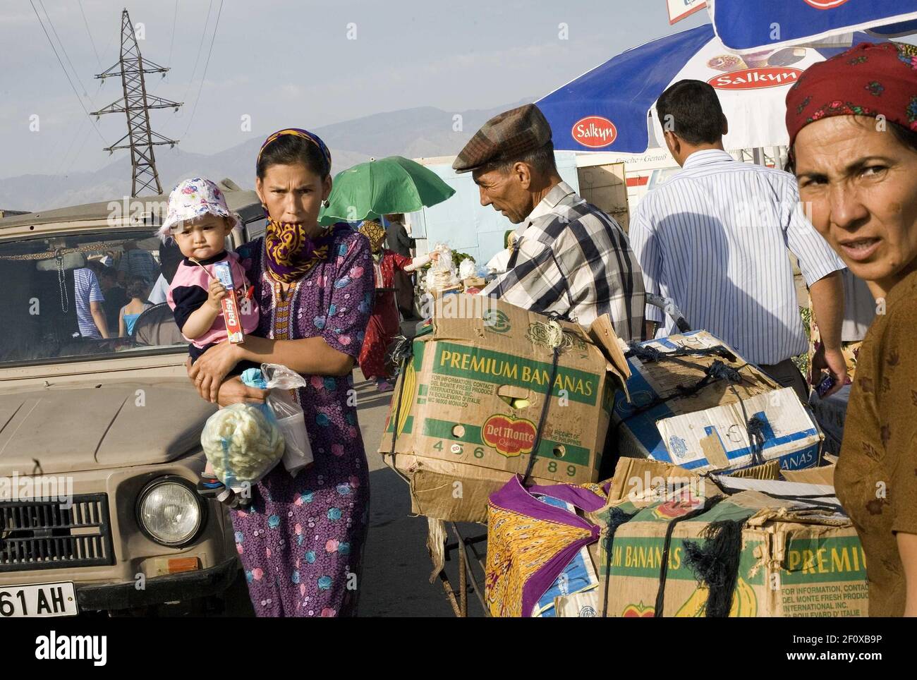 June 2008- Ashgabat, Turkmenistan- Local Turkmens shop at the Tolkucha ...