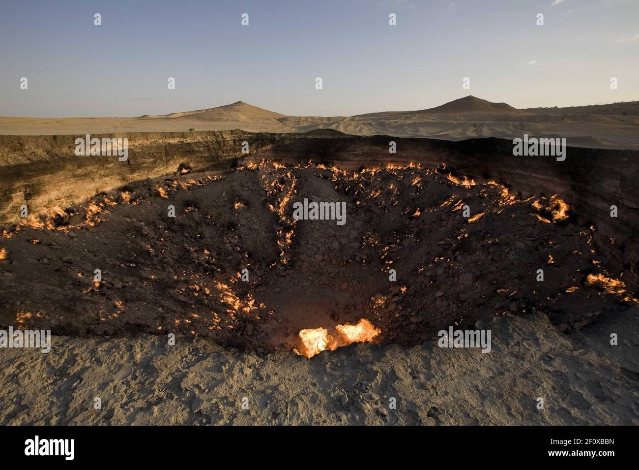 June 2008- Darvaza, Turkmenistan- The constant burning flame of the ...