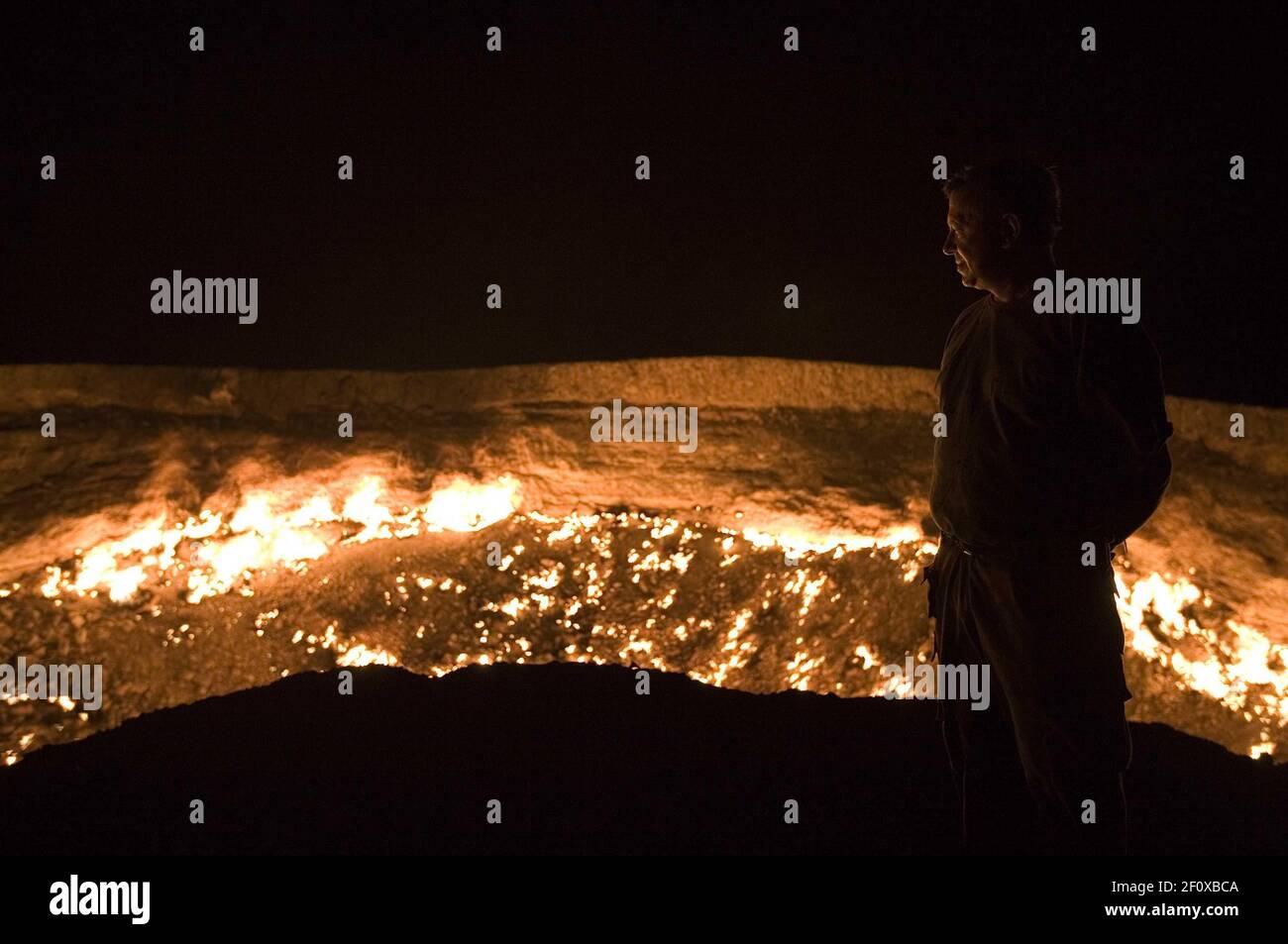 June 2008- Darvaza, Turkmenistan- The constant burning flame of the ...