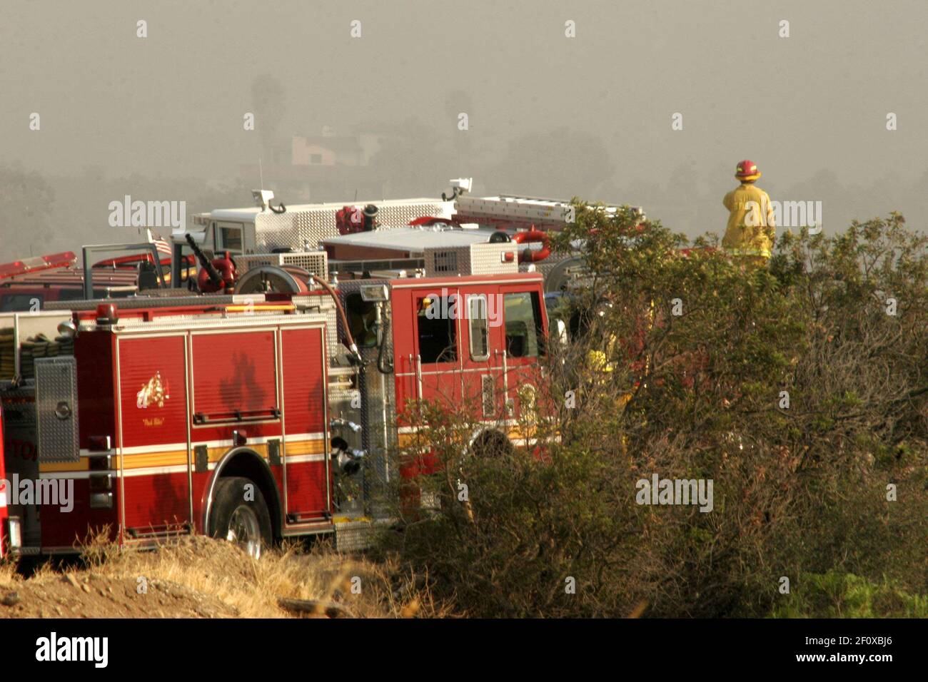 04 July 2008 - Goleta, CA - Strike Team firefighter monitors the Gap ...