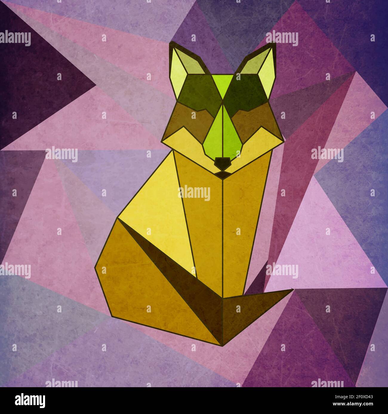 Graphic illustration work, made up of triangles only and showing an ...
