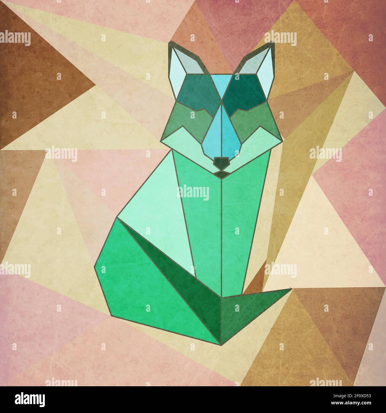 Graphic illustration work, made up of triangles only and showing an ...
