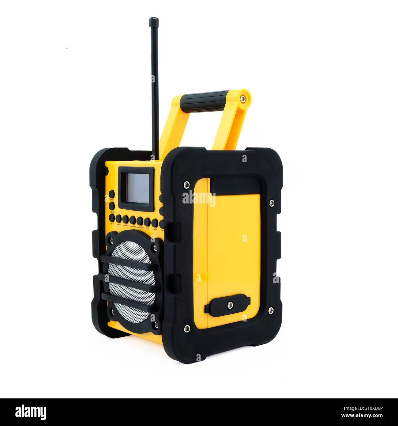 Bush Dab Workman DAB AM-FM portable yellow radio on white background ...