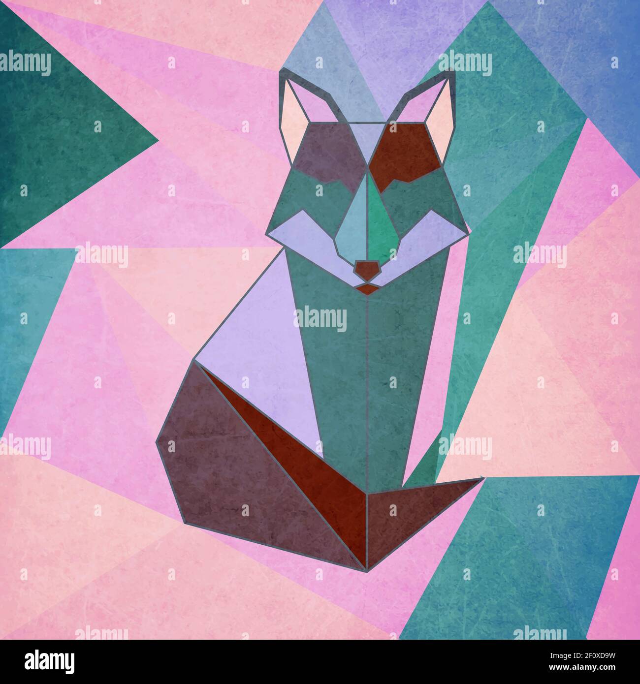 Graphic illustration work, made up of triangles only and showing an ...