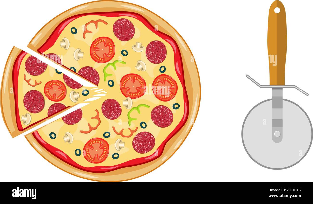 Pepperoni pizza sausage mushrooms Stock Vector Images - Alamy