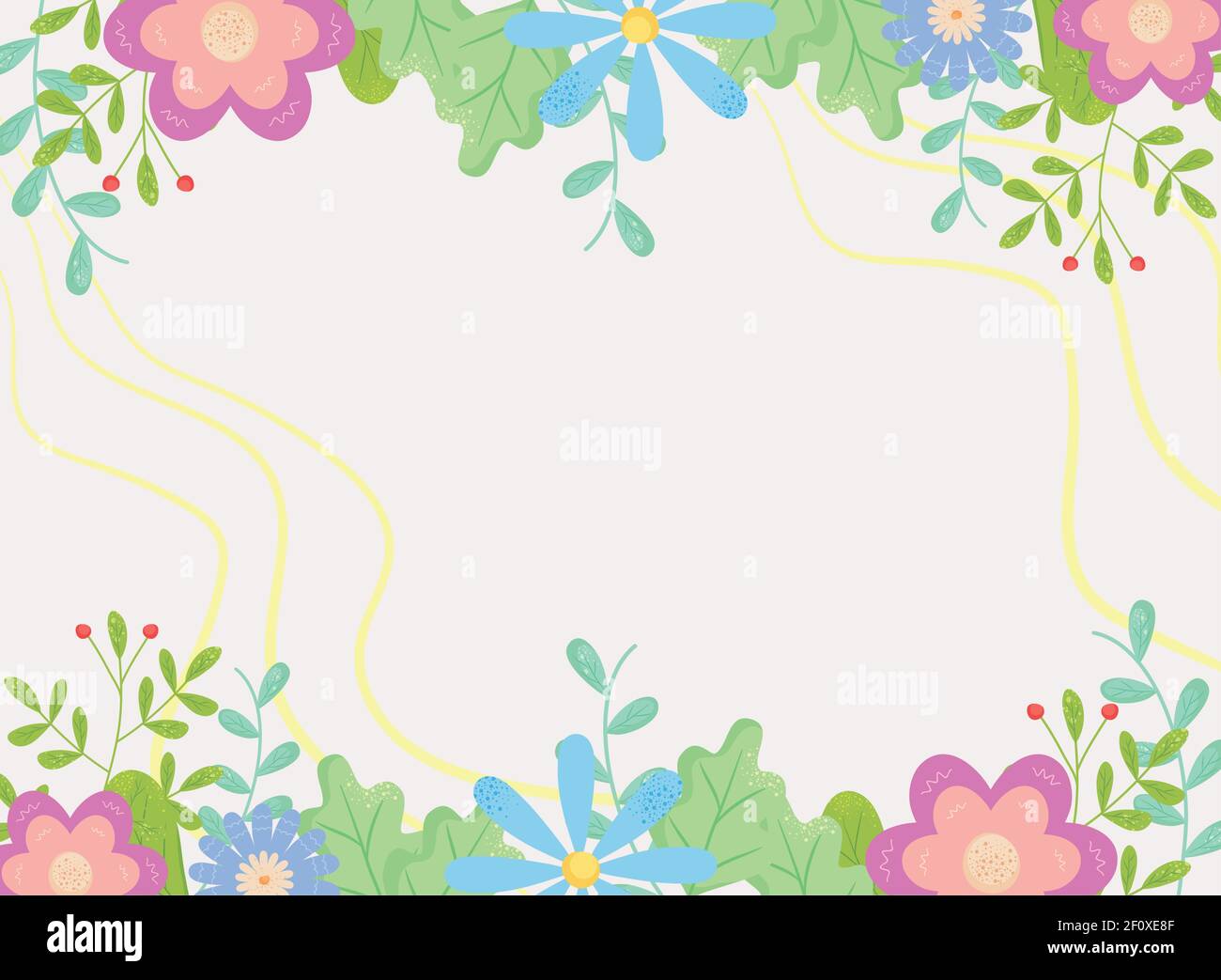spring flowers frame design, natural floral plant and ornament theme ...