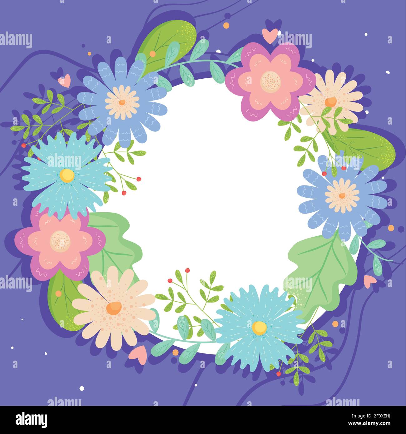 spring flowers circle design, natural floral plant and ornament theme ...