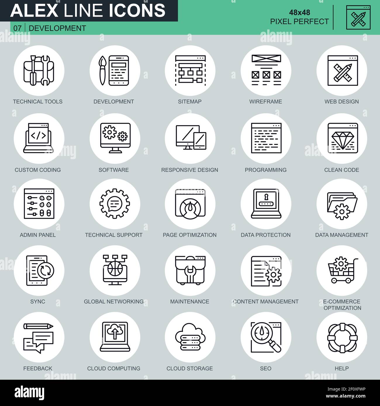 Thin line web design and development icons set for website and mobile ...