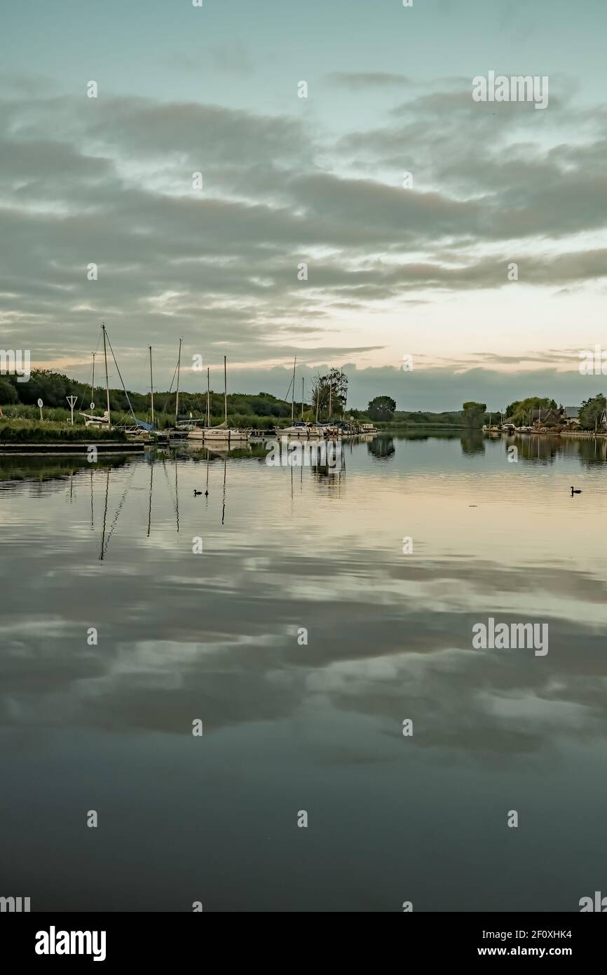 The River Bure in the village of Horning in the Norfolk Broads National ...