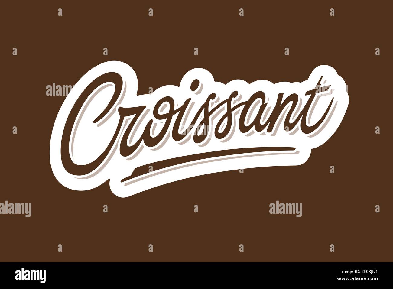 Croissant vector inscription. Handdrawn script lettering signboard ...