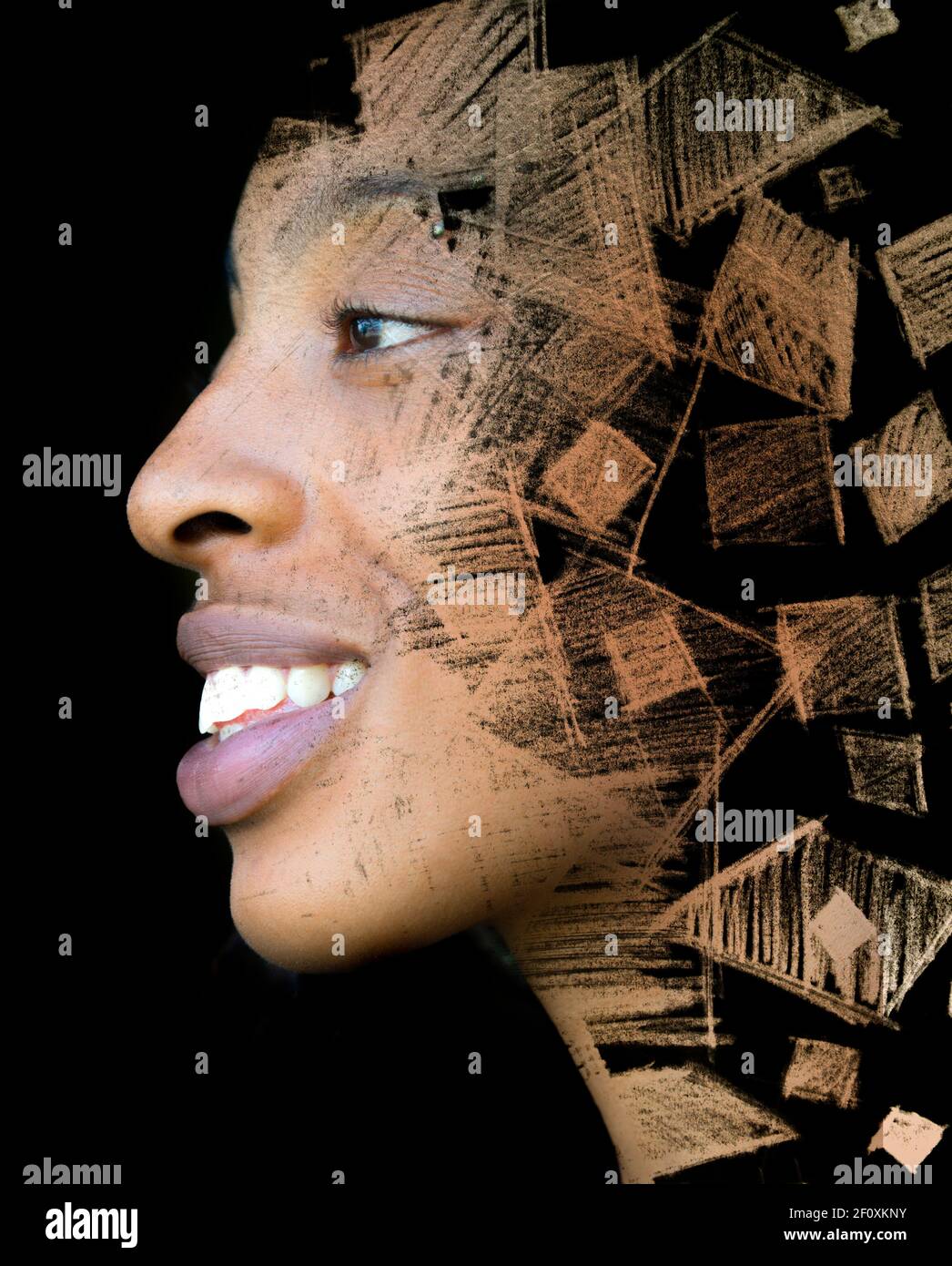 A woman's artistic portrait with geometrical pattern Stock Photo - Alamy