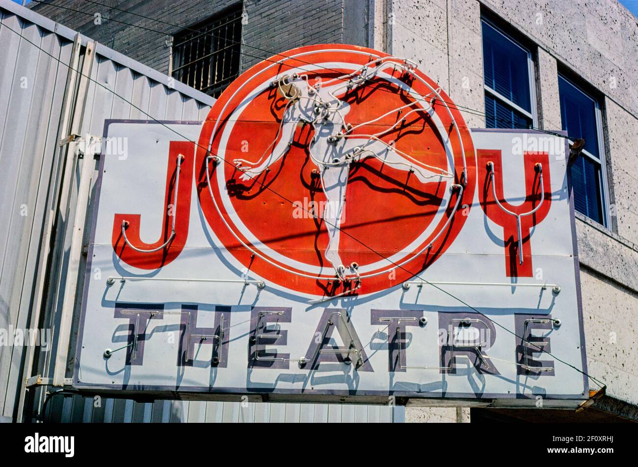 Joy Theater marquee roadway San Antonio Texas ca. 1982 Stock Photo - Alamy