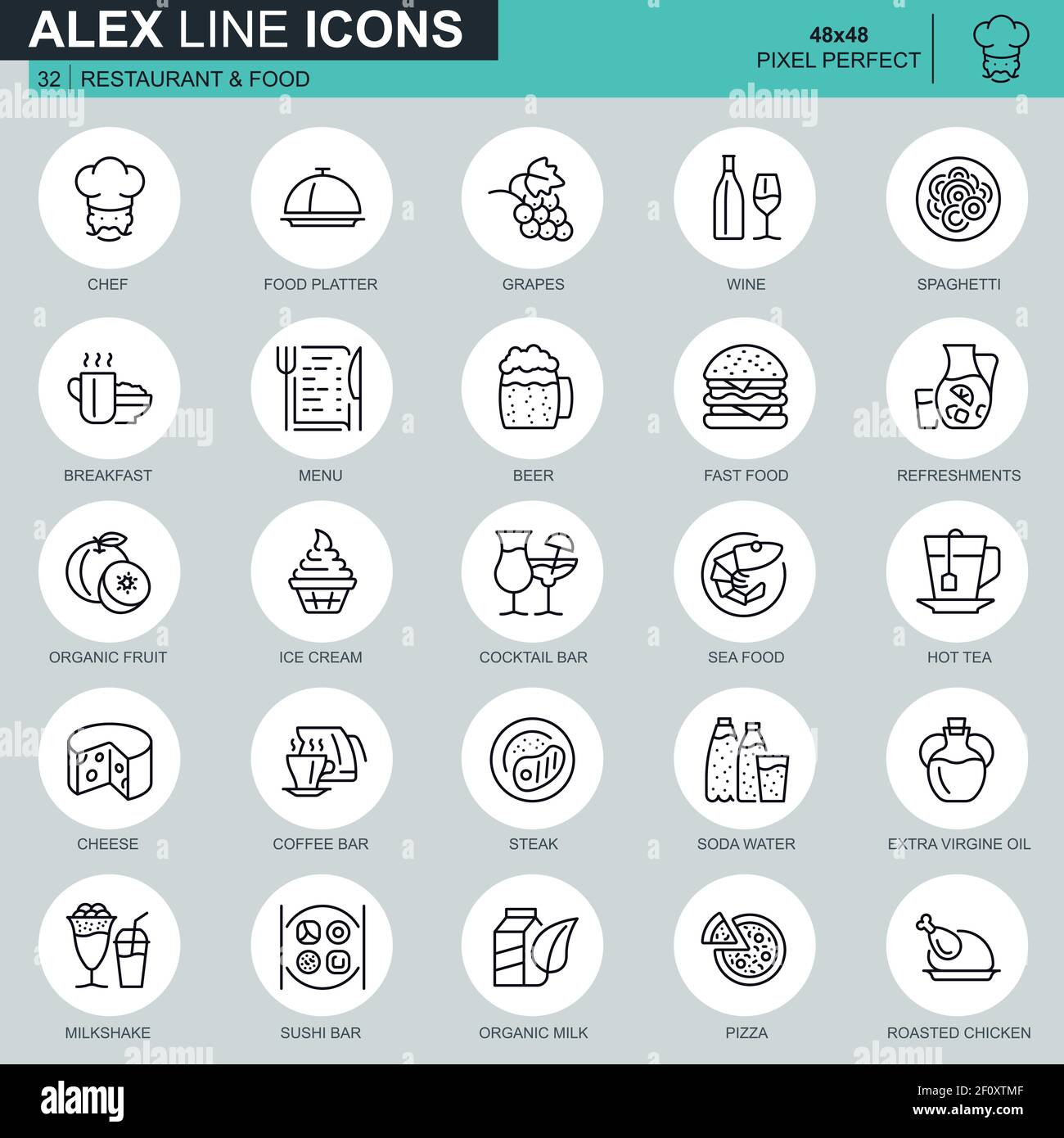 Thin line restaurant and food icons set for website and mobile site and ...