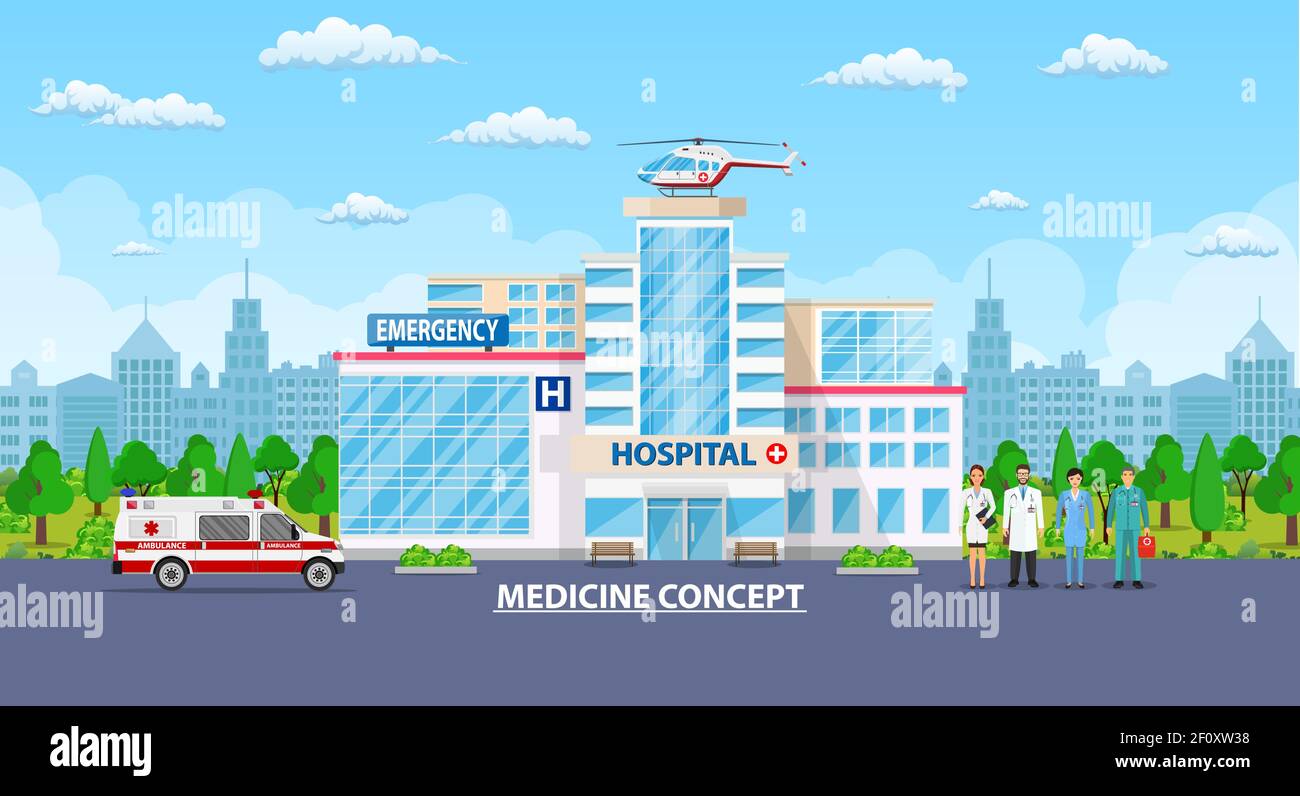 Medical concept. Panoramic background with hospital Stock Vector Image ...