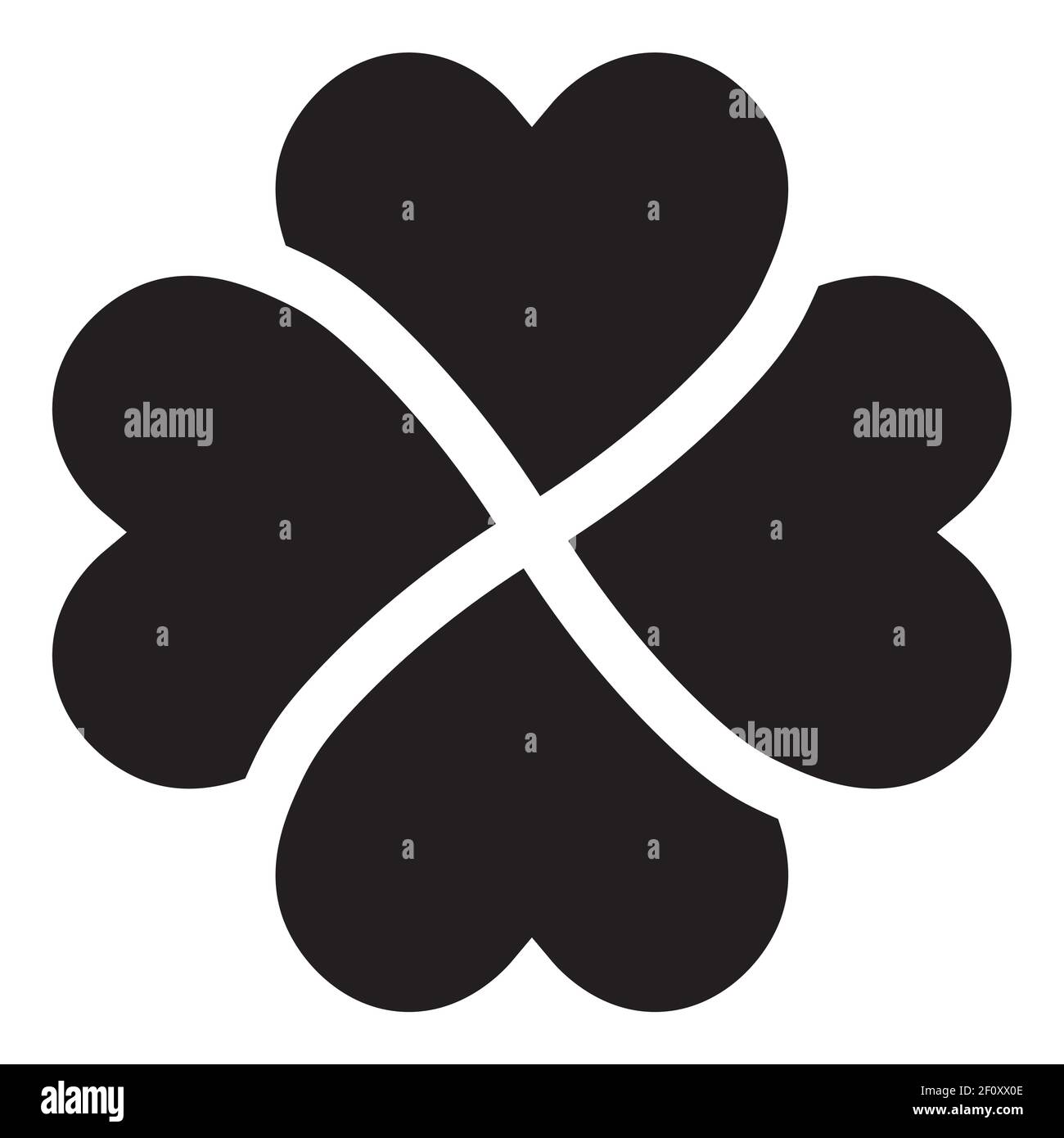Shamrock silhouette - black four leaf clover icon. Good luck theme ...