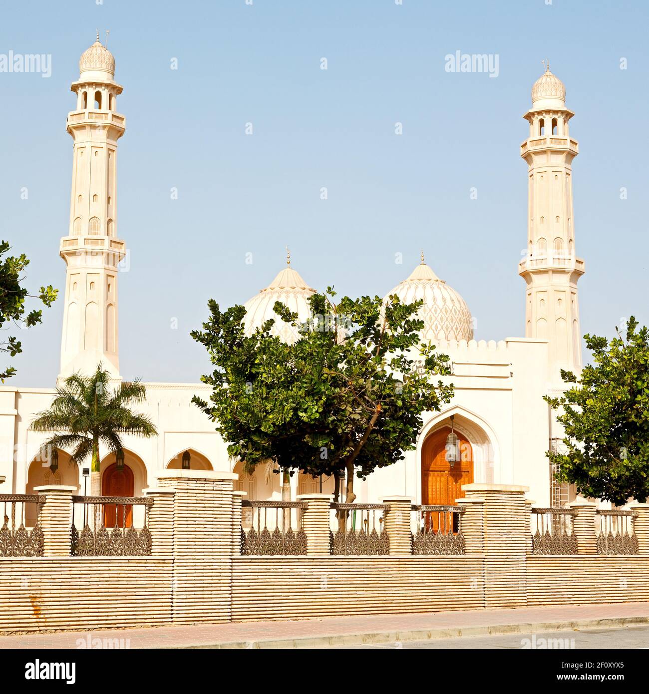 In oman muscat the old mosque minaret and religion in clear sky Stock ...