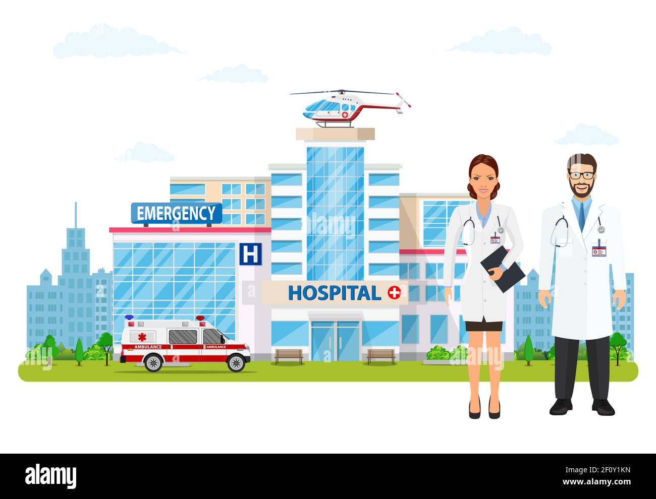 Medical concept. Panoramic background with hospital Stock Vector Image ...