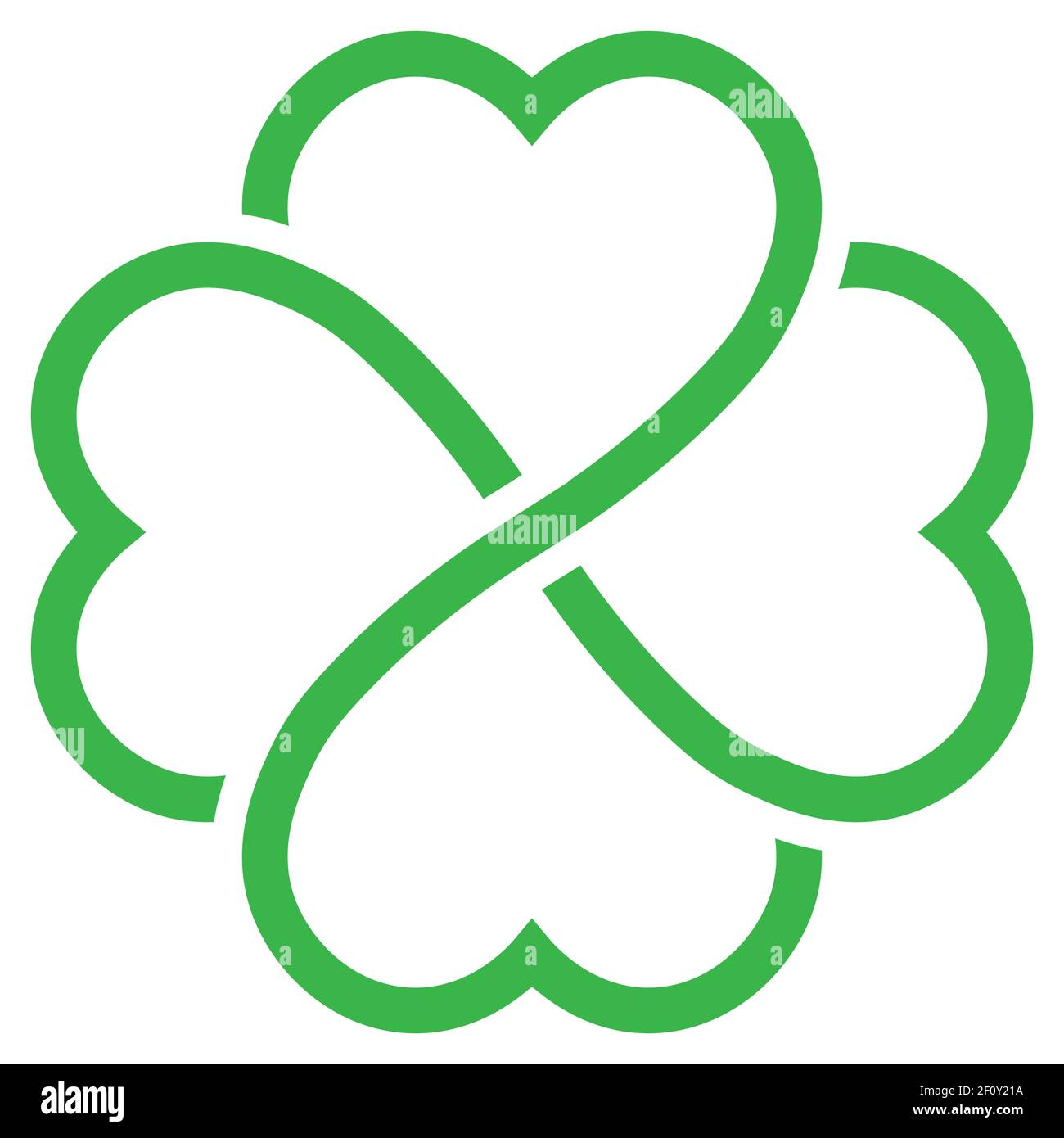 Shamrock silhouette - green outline four leaf clover icon. Good luck ...