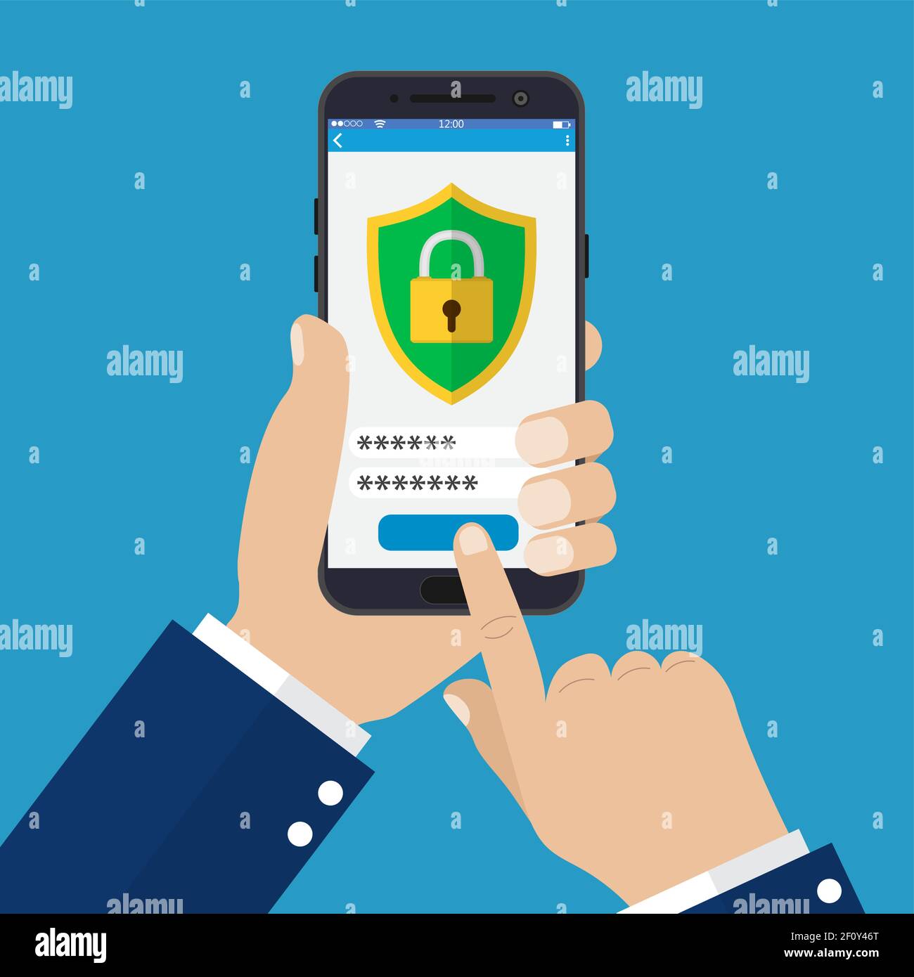 Hand holding smartphone login screen Stock Vector Images - Alamy