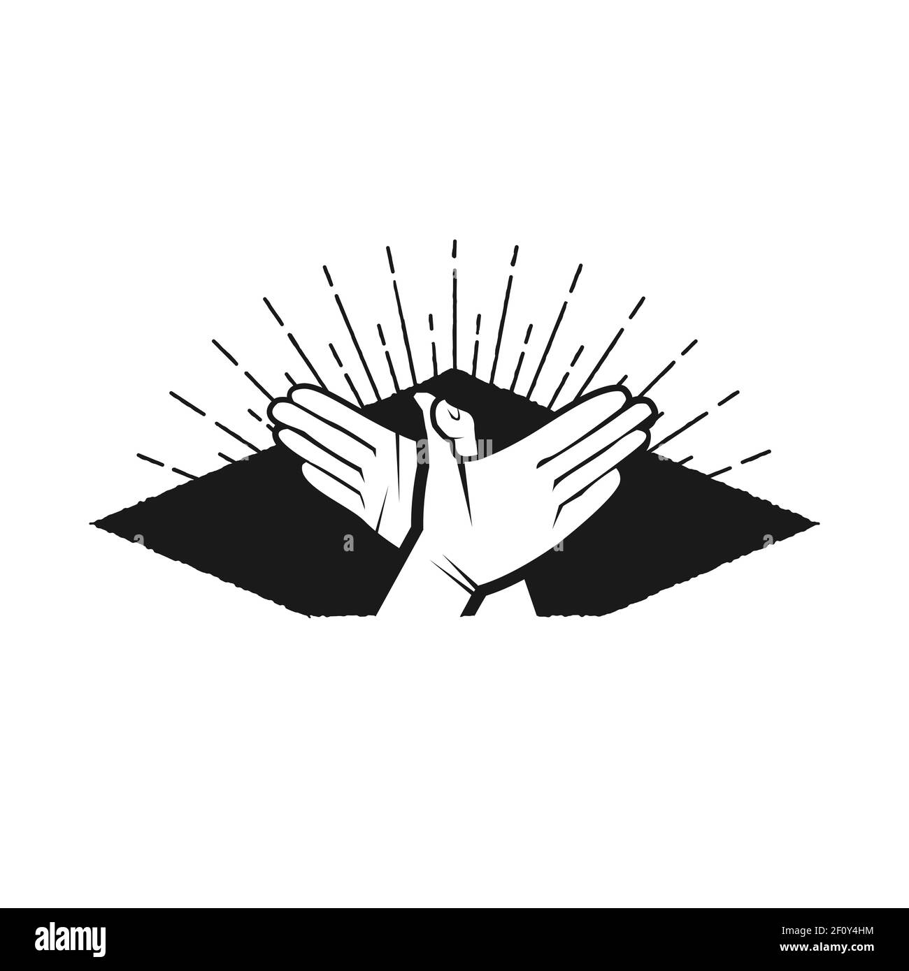 Illustration of two hands shaking in silhouette style. Vector ...