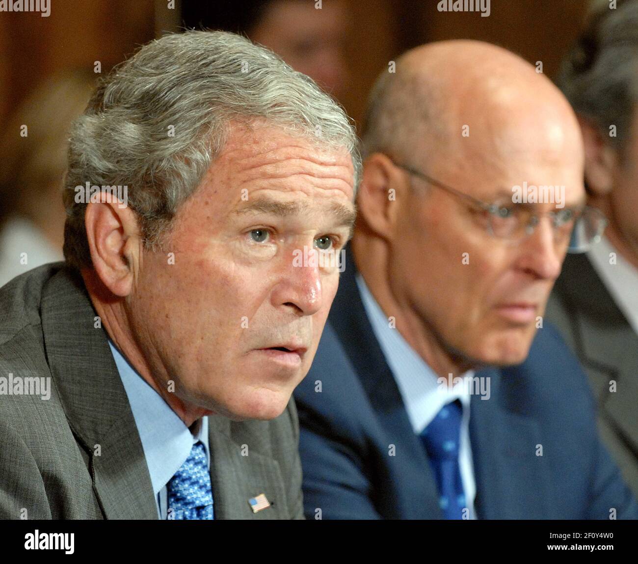 15 October 2008 - Washington, DC - U.S. President George W. Bush (L ...