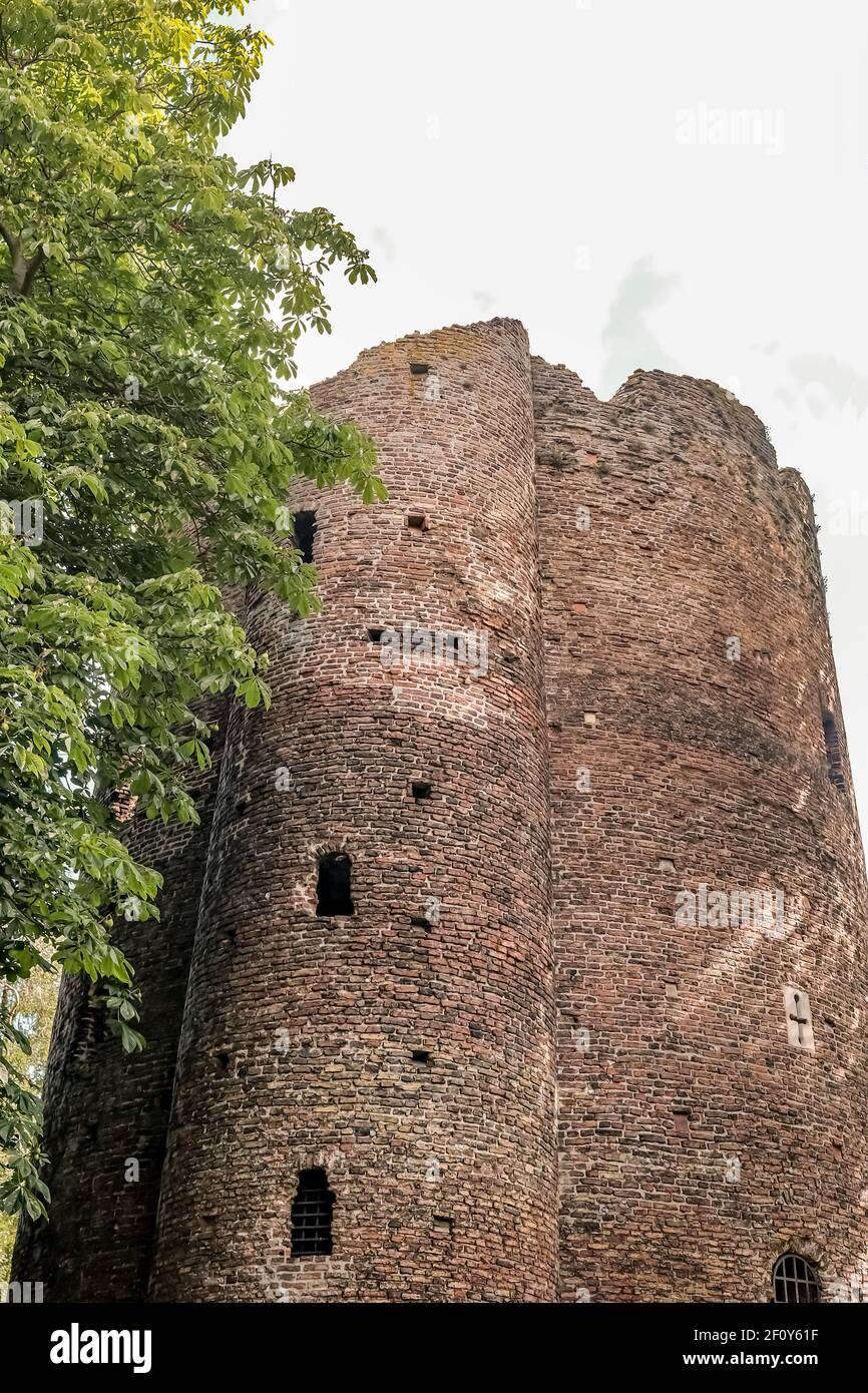 The historical Cow Tower on the bank of the River Wensum in the city of ...
