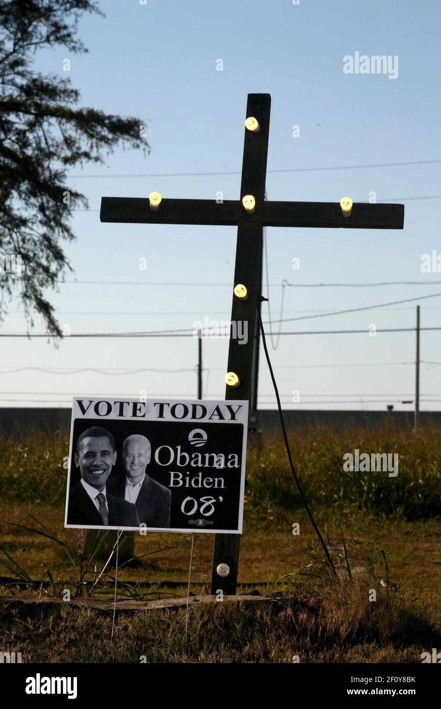 04 November 2008. New Orleans, Louisiana. 'Vote Today.' An Obama Biden ...