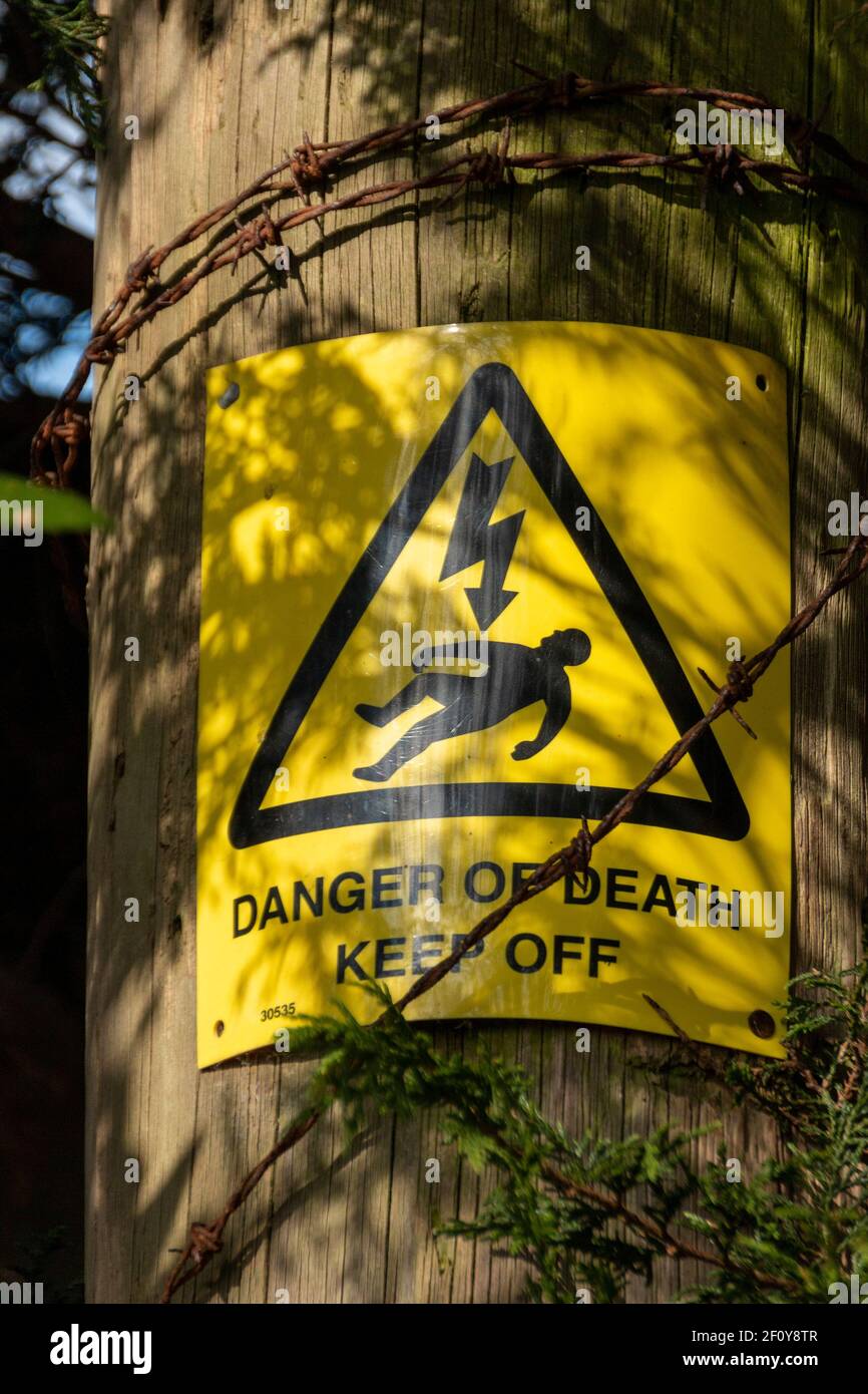 Bristol-Nailsea-March 2021, England-a close up view of a danger of ...
