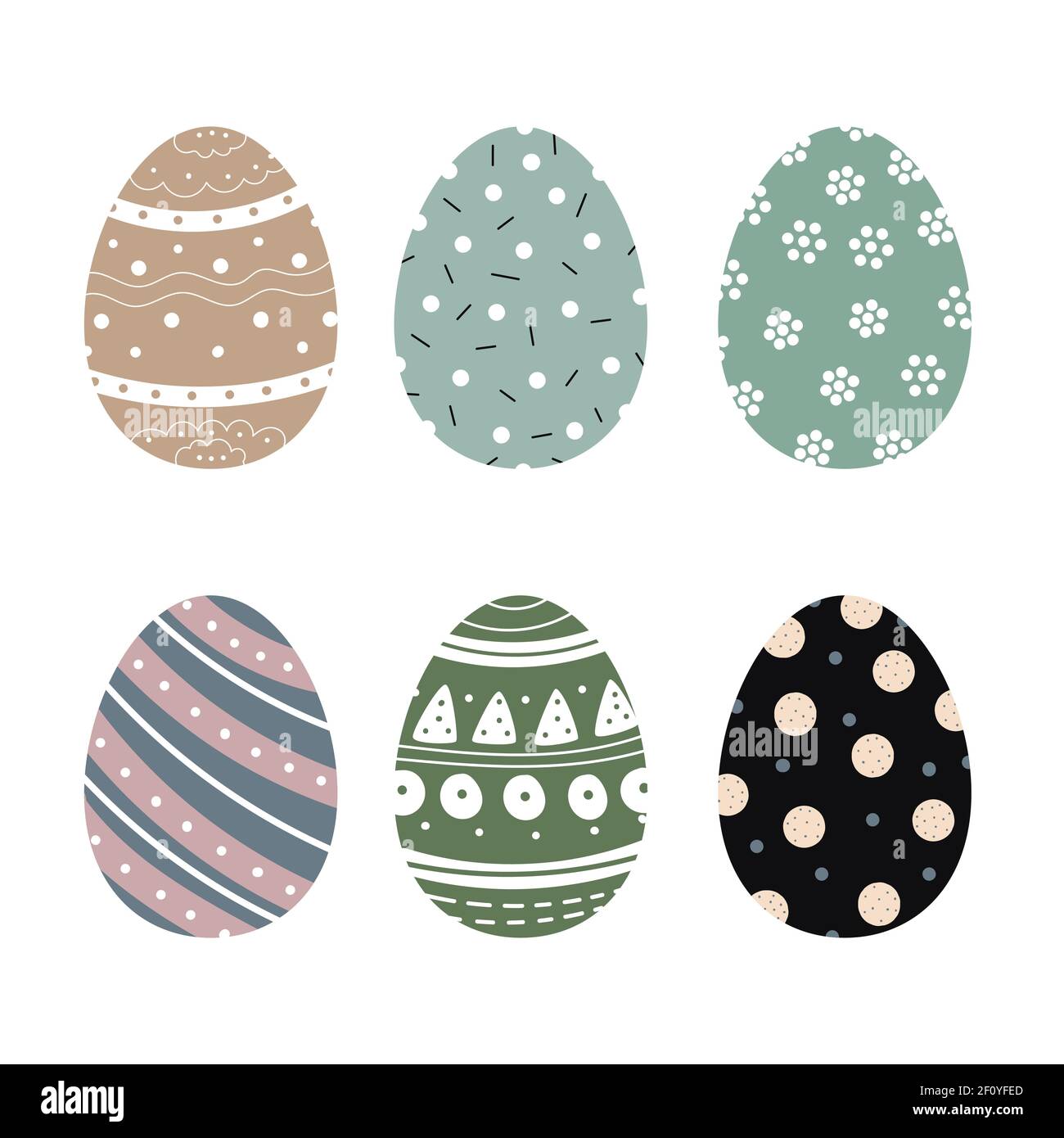 Set of cute decorated Easter eggs isolated on white background ...