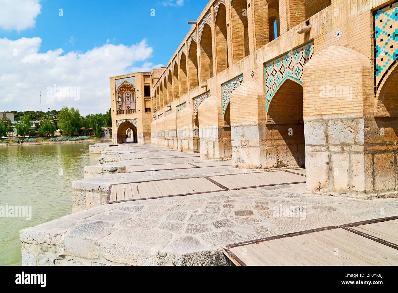 In iran the old bridge and the river Stock Photo - Alamy