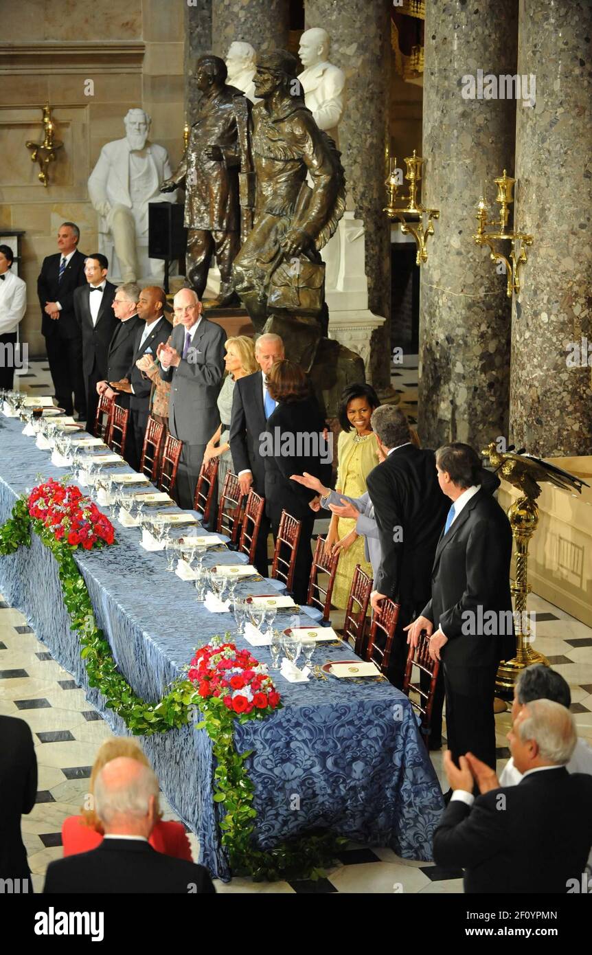 20 January 2009 - Washington, DC - The head table while Obama shakes ...