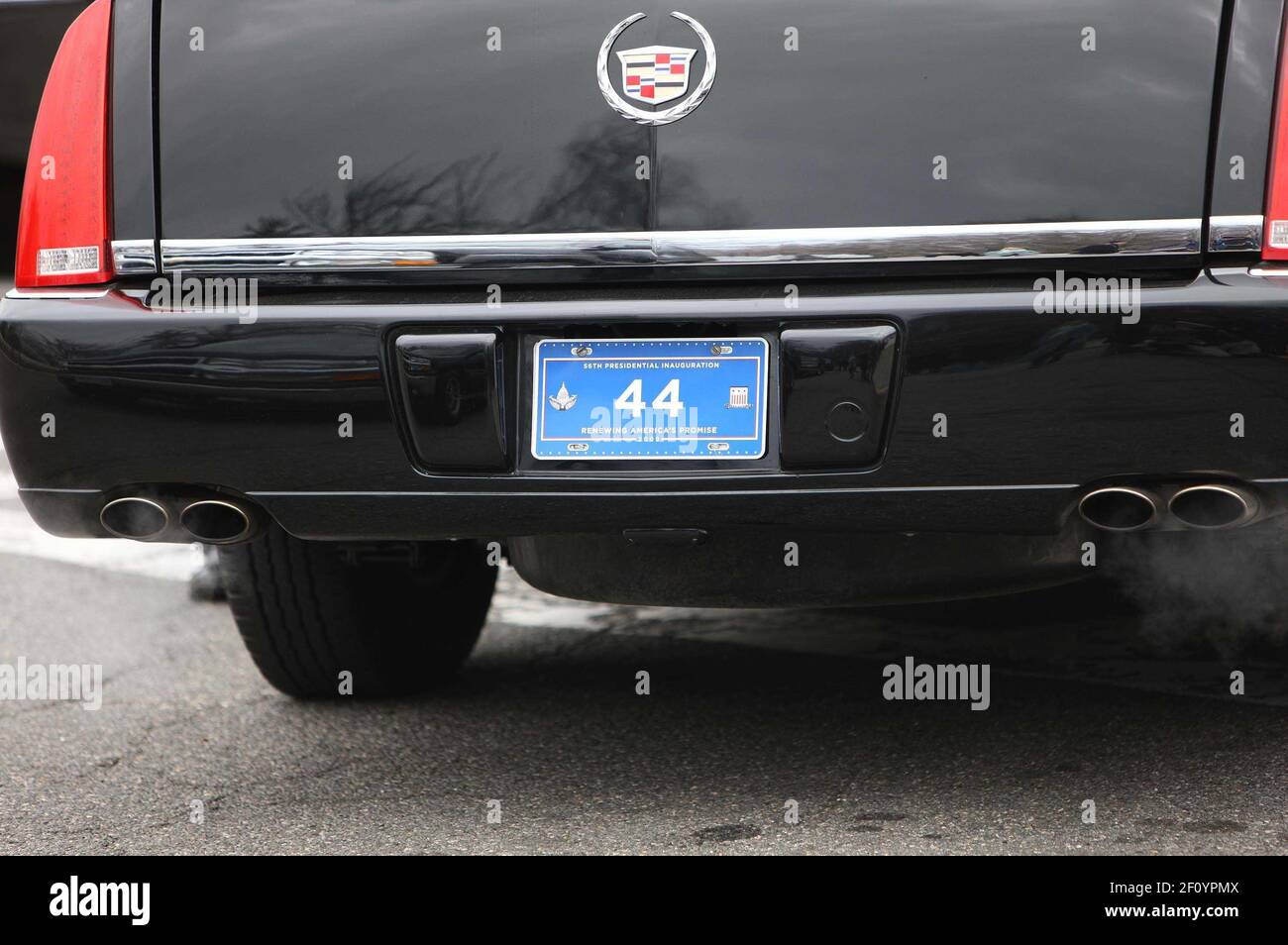 18 January 2009 - Arlington, VA - The license plates on the Obama Limo ...