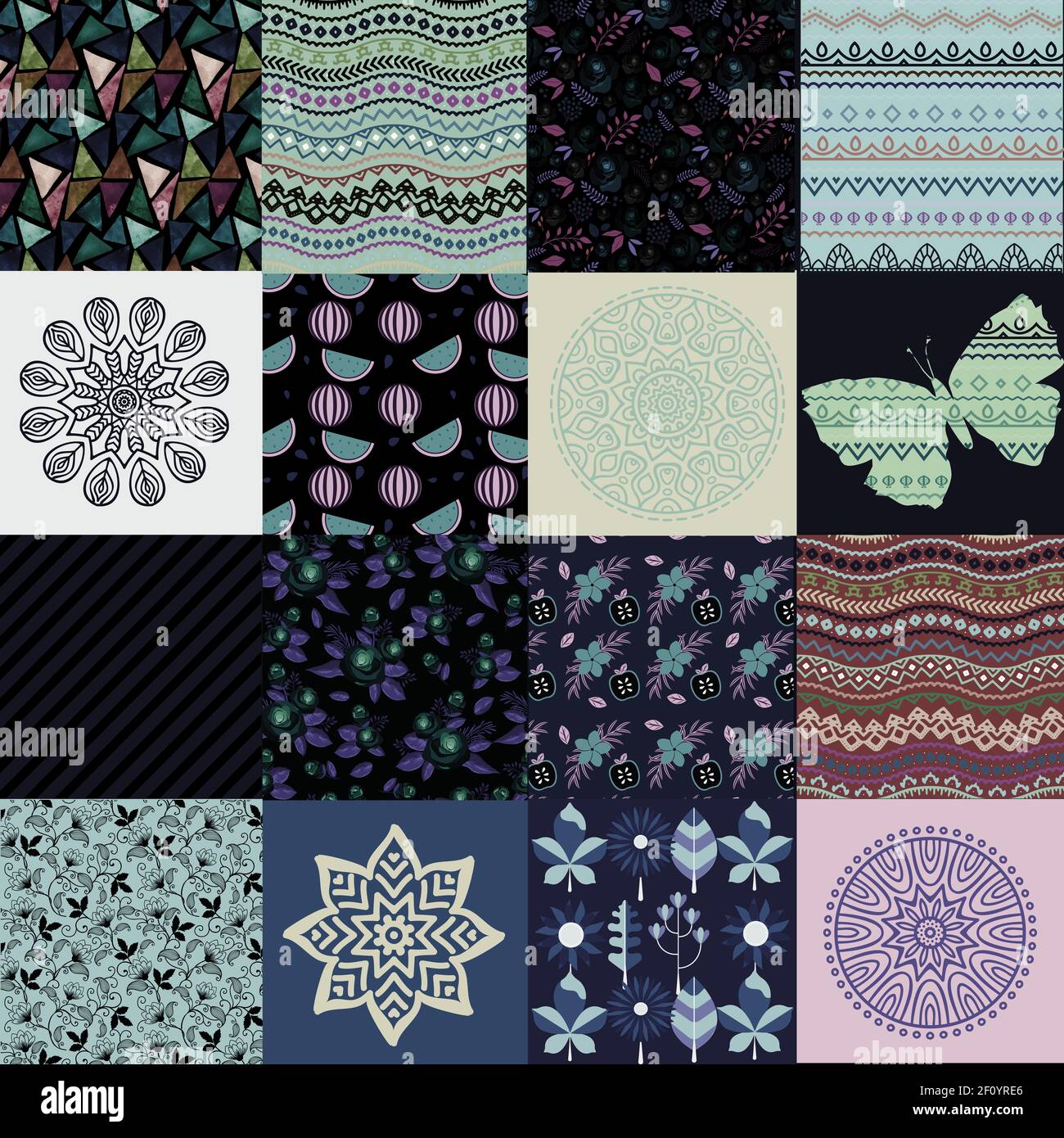 Classic graphic patchwork, consisting of simple geometric shapes ...