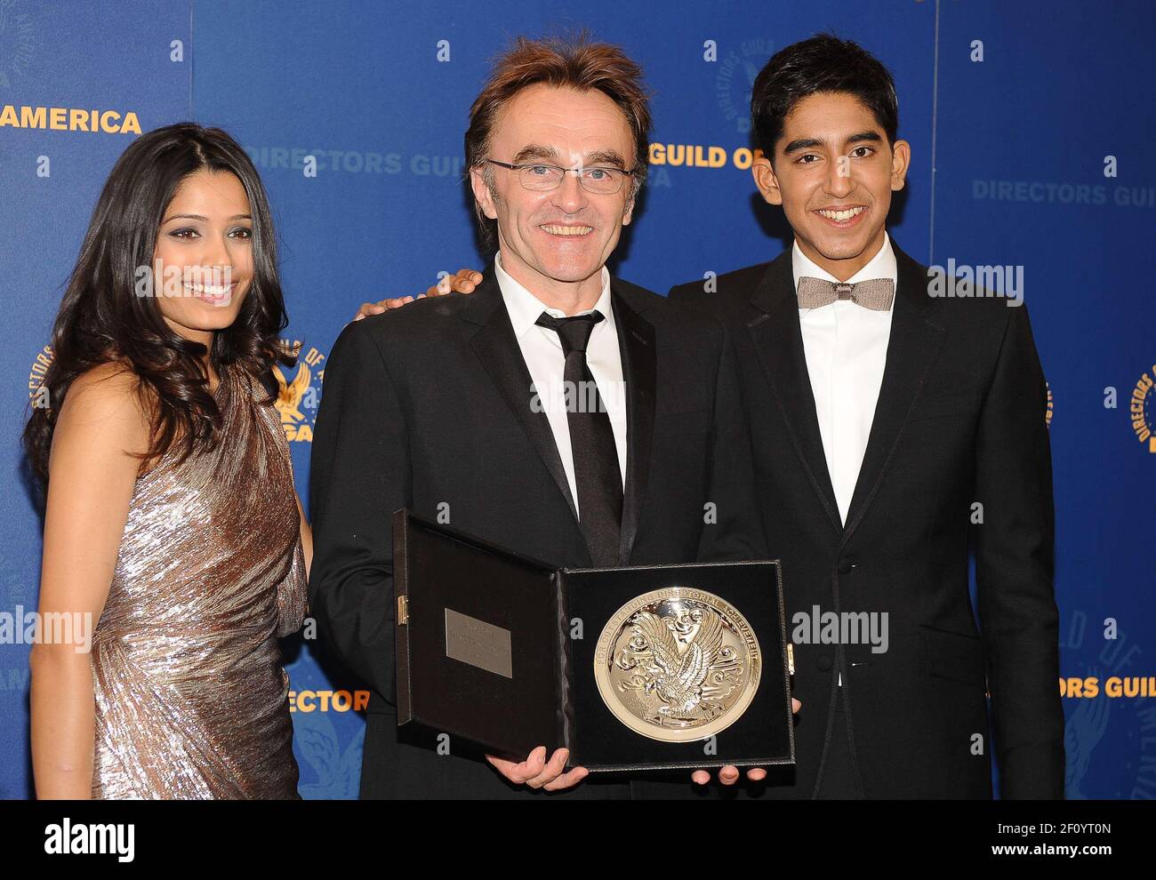 Freida Pinto with Director Danny Boyle and actor Dev Patel. 31 January ...