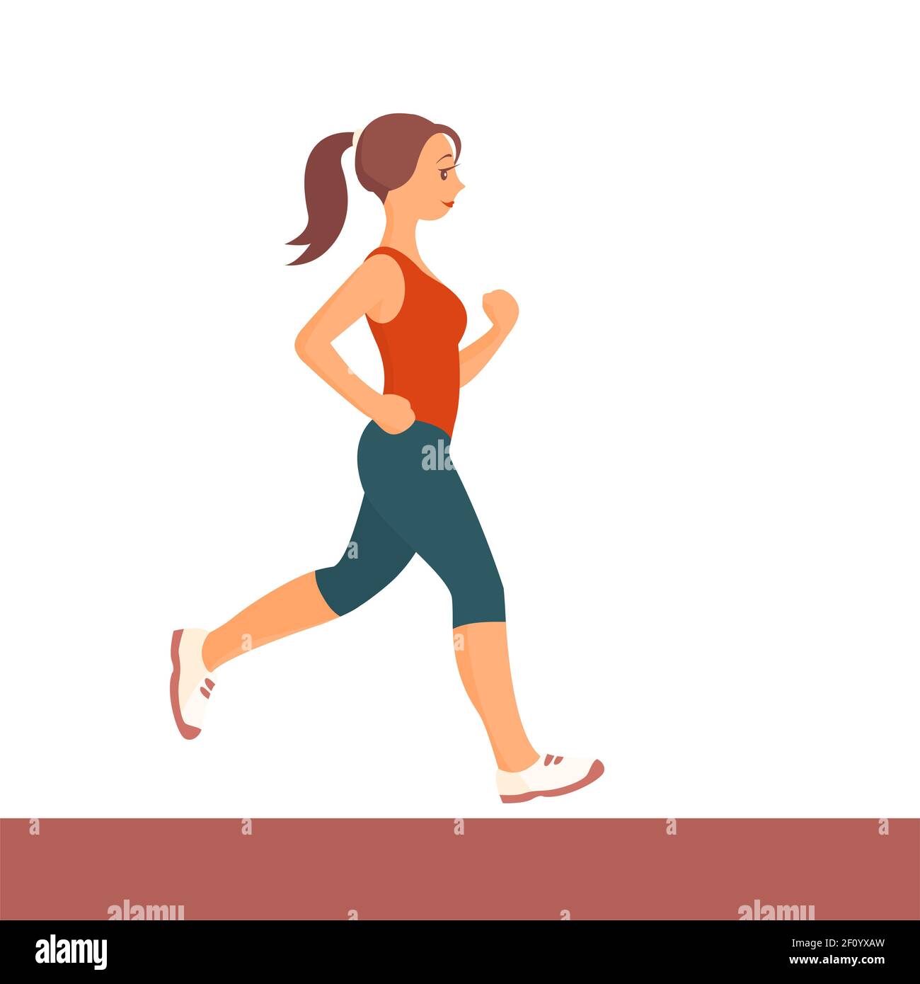 A beautiful slender girl is running. Sports training. Cartoon ...