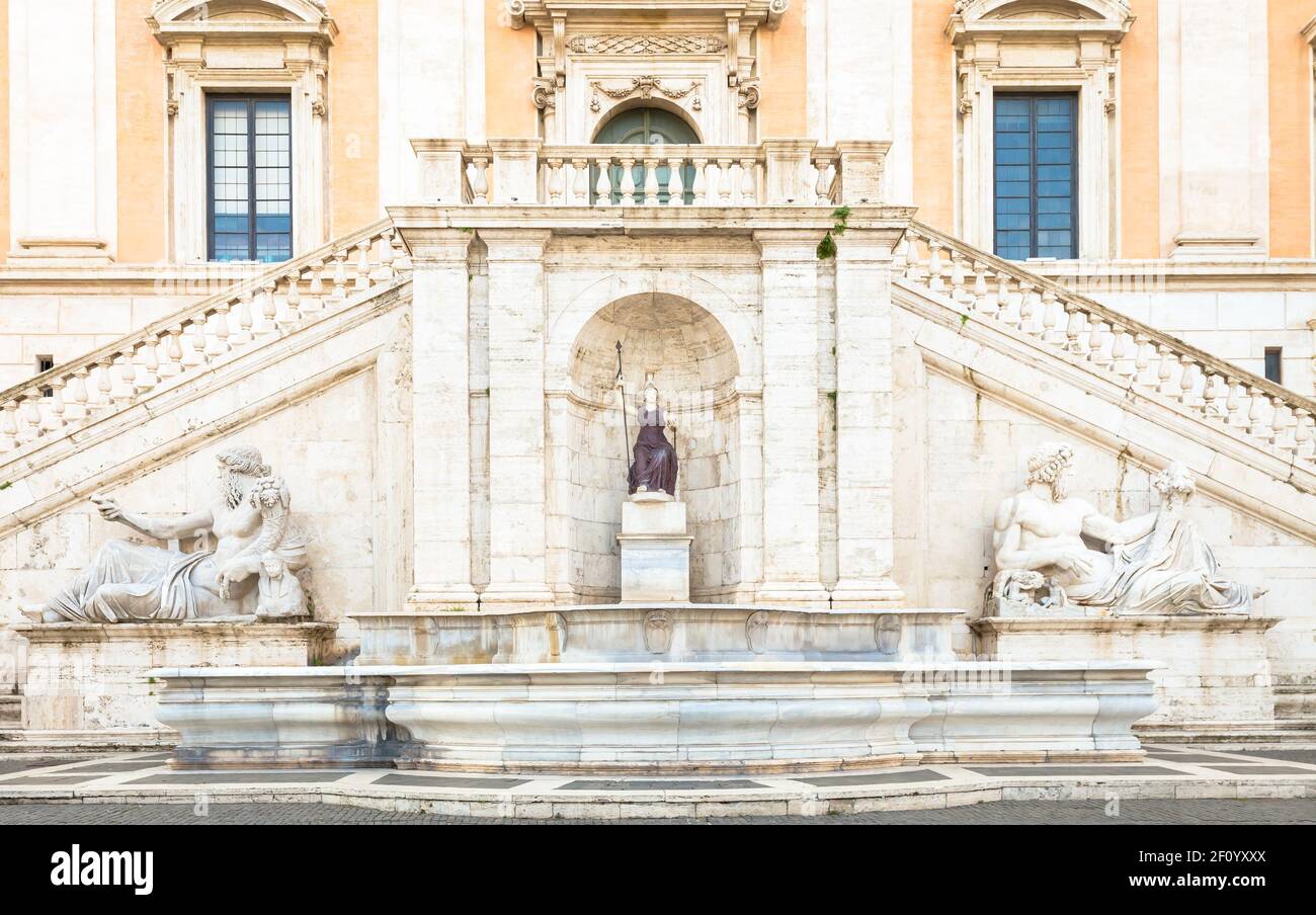 Rome, Italy. View of the staircase of the Palazzo Senatorio, a ...