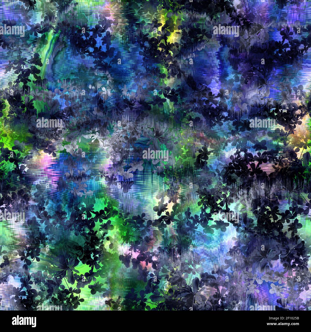 Seamless abstract color blobs with tropical overlay Stock Photo - Alamy