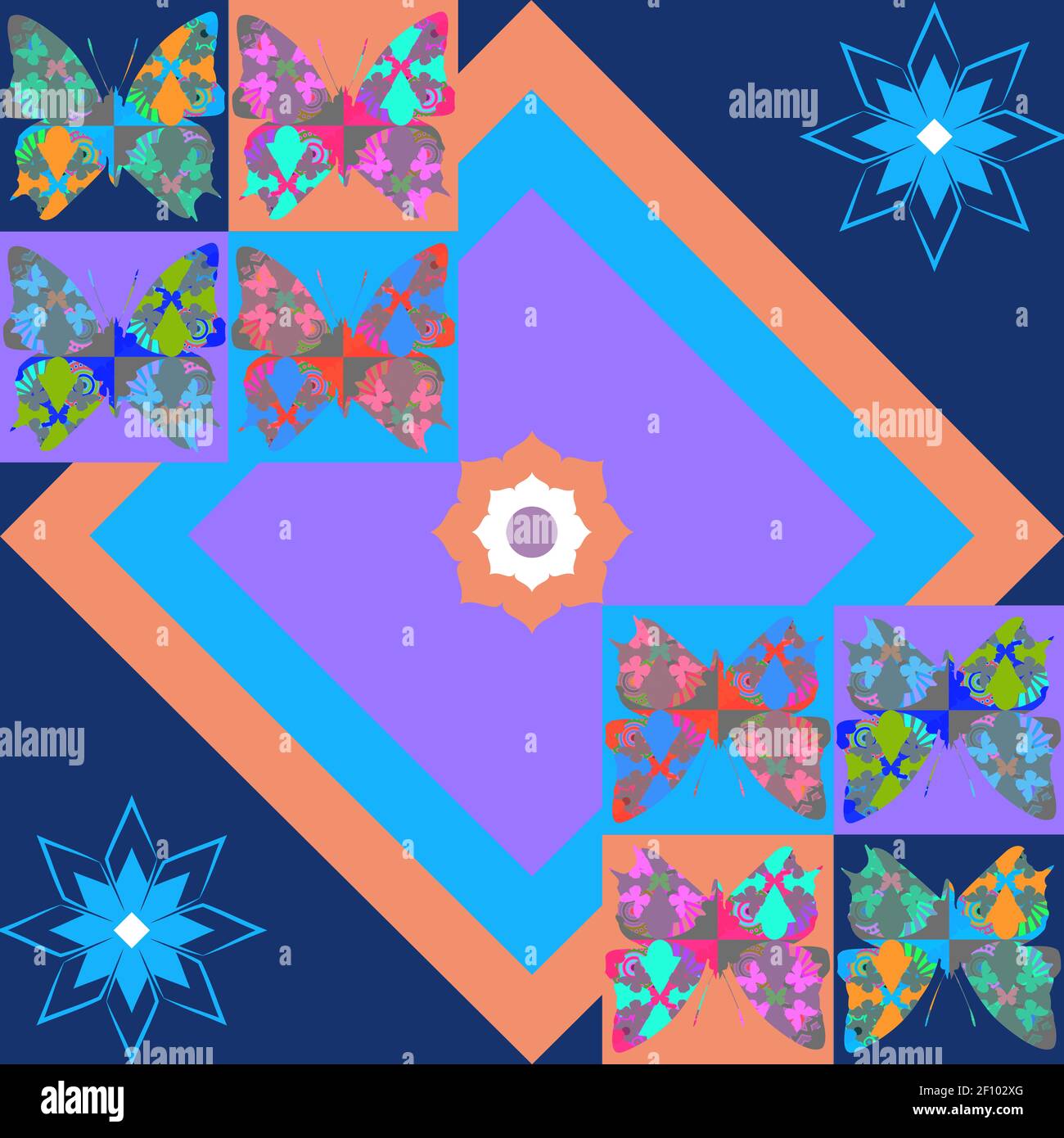 Graphic patchwork consisting of simple geometric shapes, patterns ...