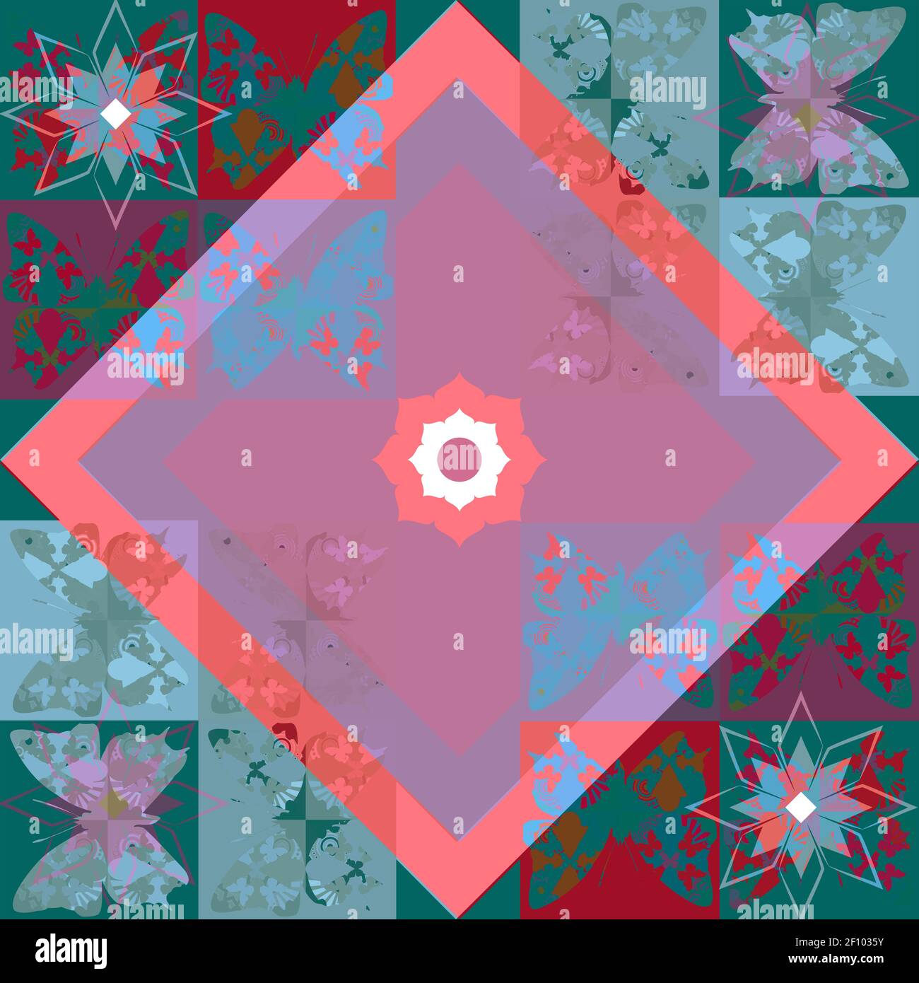 Graphic patchwork consisting of simple geometric shapes, patterns ...