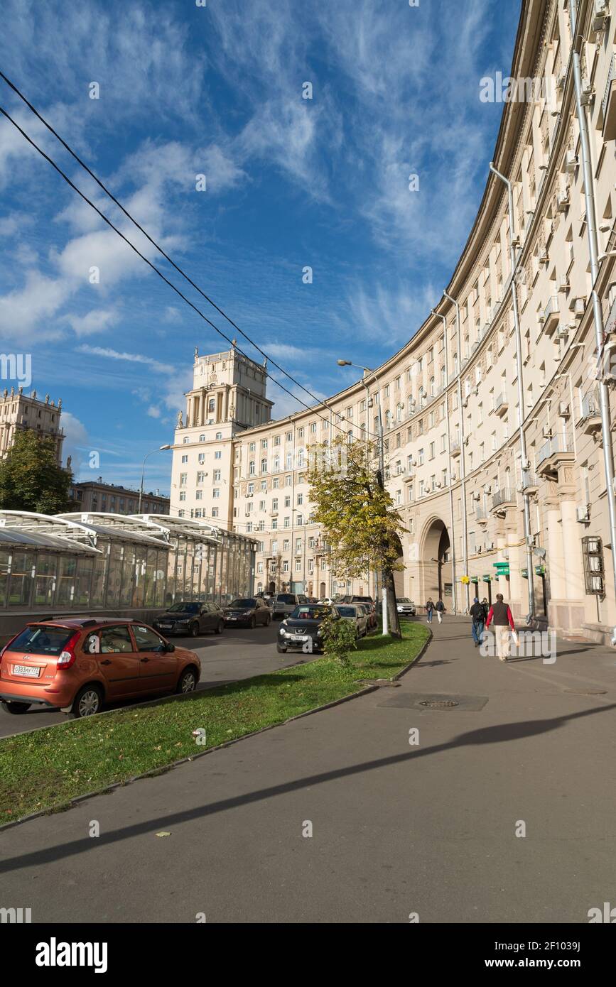 Moscow, Russia-October 01.2016. Famous historic houses Stalinist ...