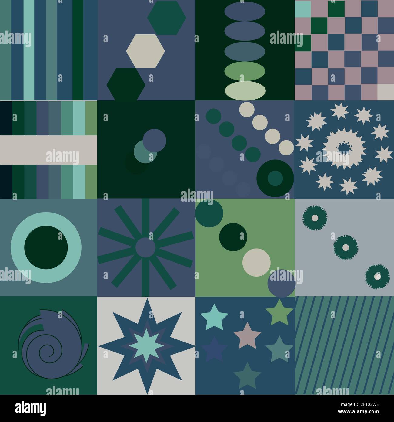 Graphic patchwork consisting of simple geometric shapes and paten, in ...