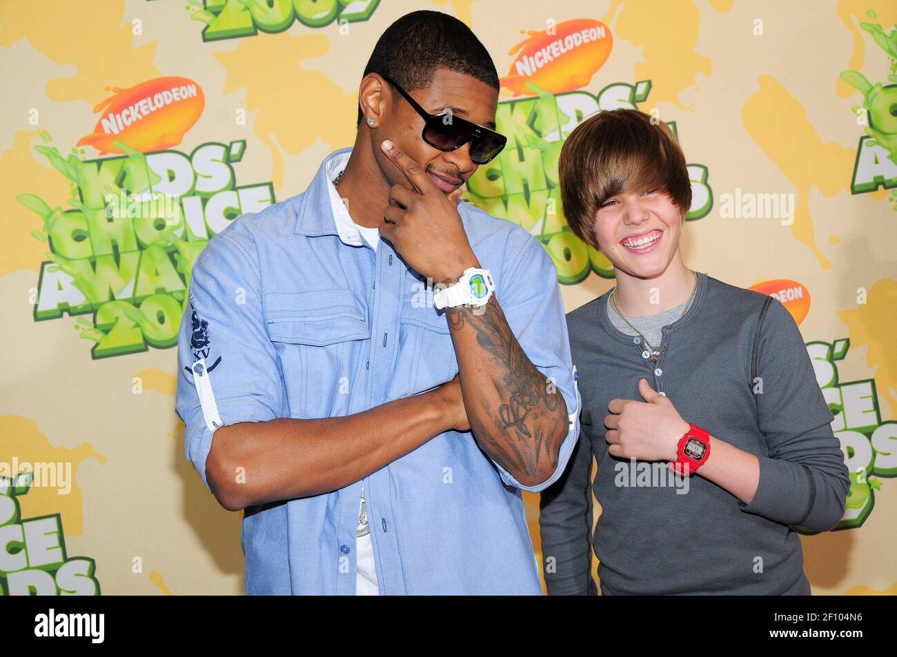 Usher and Justin Bieber. 28 March, 2009, Westwood, CA. Nickelodeon's ...