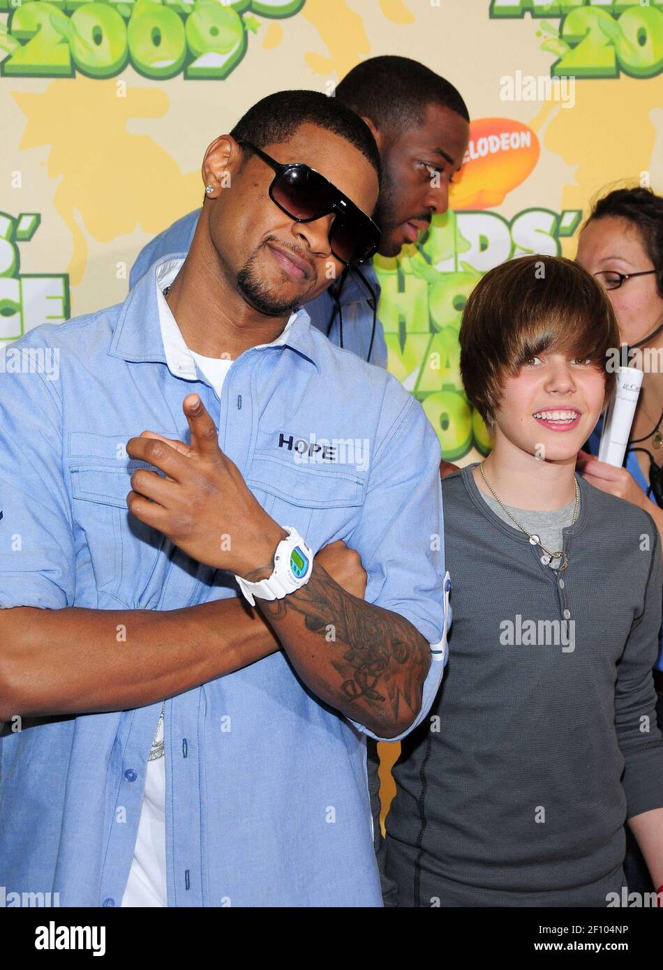 Usher and Justin Bieber. 28 March, 2009, Westwood, CA. Nickelodeon's ...