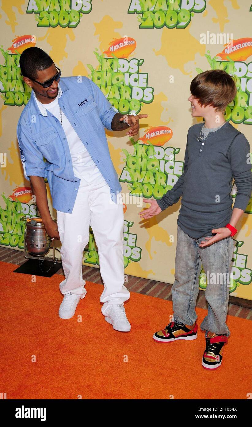 Usher and Justin Bieber. 28 March, 2009, Westwood, CA. Nickelodeon's ...